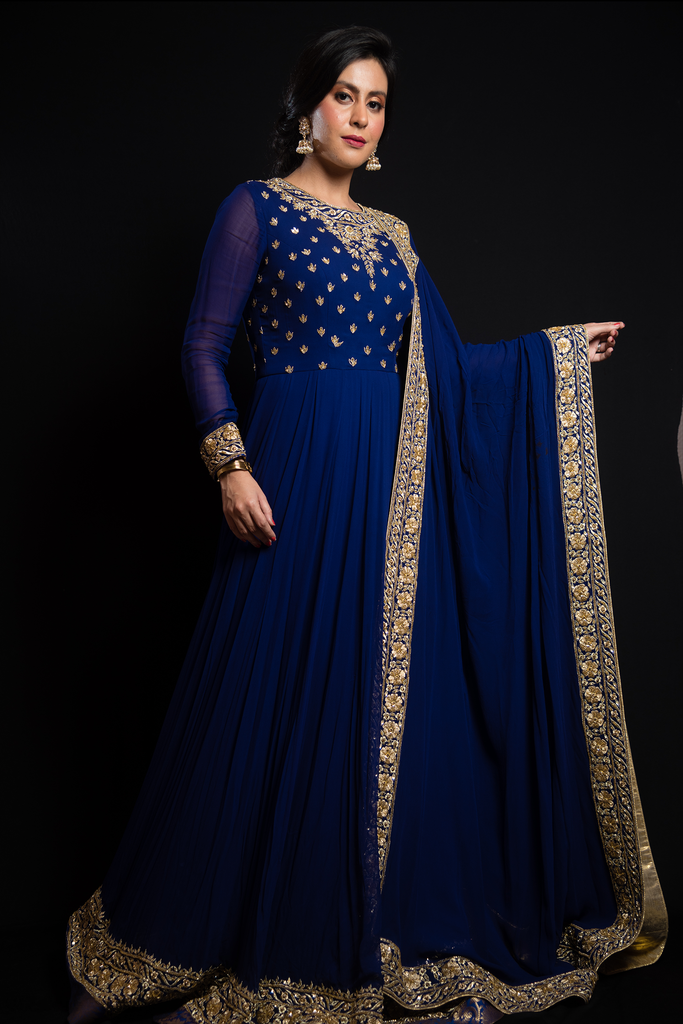 Royal Blue Anarkali – Mehr By Pretty